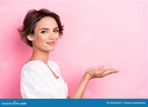 Photo Of Adorable Pretty Lady Wear White Blouse Smiling Holding Arms