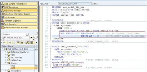 Modal Dialog Box Pop Up Screen In Module Pool SAPCODES