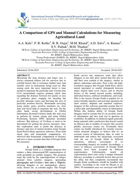 A Comparison Of Gps And Manual Calculations For Measuring Agriculture