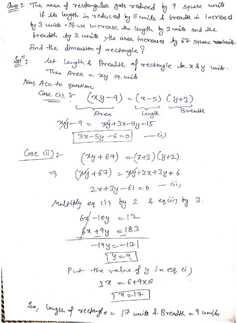 The Area Of A Rectangular Gets Reduced By 9 Square Units If Its Length