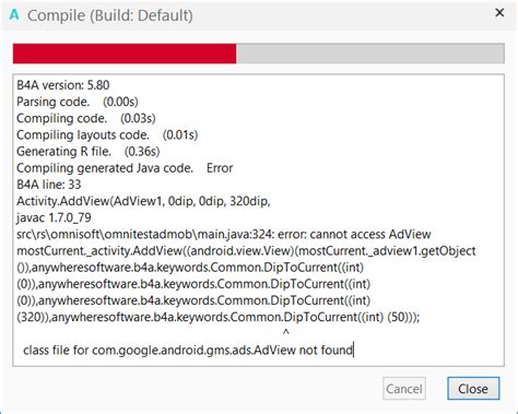 Class File For Google Android Gms Ads AdView Not Found B4X