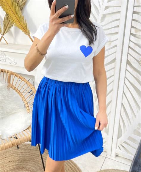Short Pleated Skirt Pe261 Royal Blue Grossiste Pret A