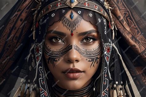 Premium Ai Image A Stunning Photo Of A Woman With Aztech Tribal
