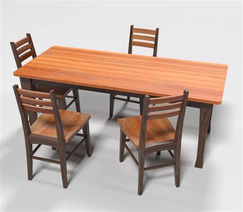 나무 식탁과 의자 3d 모델 Turbosquid 1682800