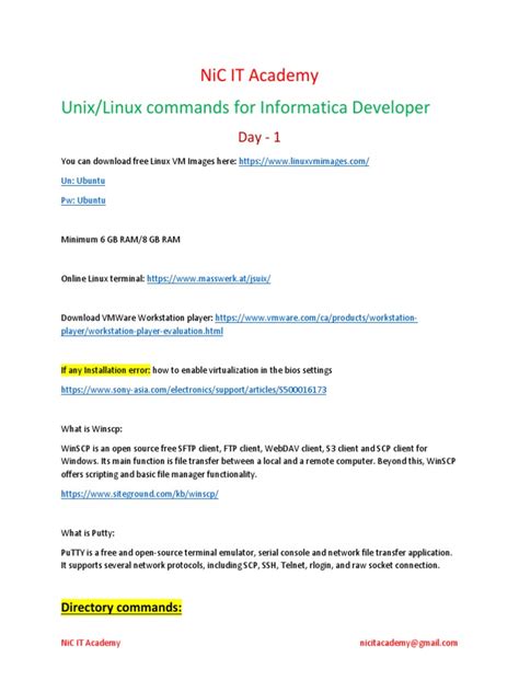 Unix For Informatica Developer Day 1 Pdf Computer File Directory Computing