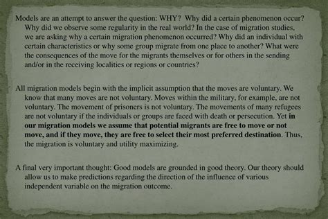Ppt Understanding Migration Models Predicting Migration Patterns Powerpoint Presentation Id