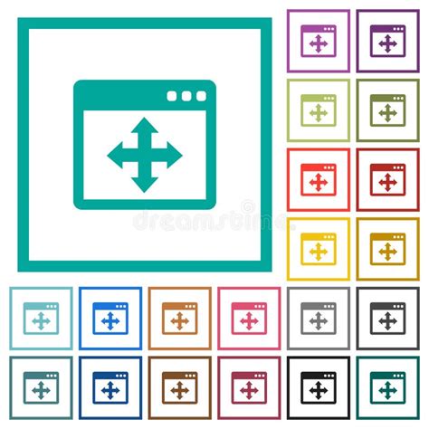 Move Window Flat Color Icons With Quadrant Frames Stock Vector Illustration Of Pictograms
