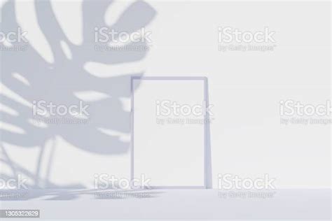 백서와 사진 프레임 모형 몬스터는 그림자를 남깁니다 최소한의 스타일로 3d 렌더링 템플릿 그림자에 대한 스톡 사진 및 기타