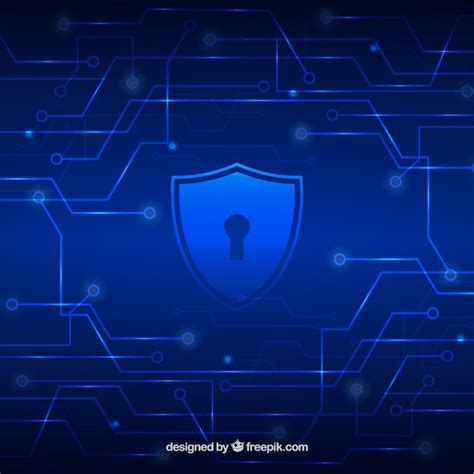 Синий фон технологии с щитом Бесплатно векторы