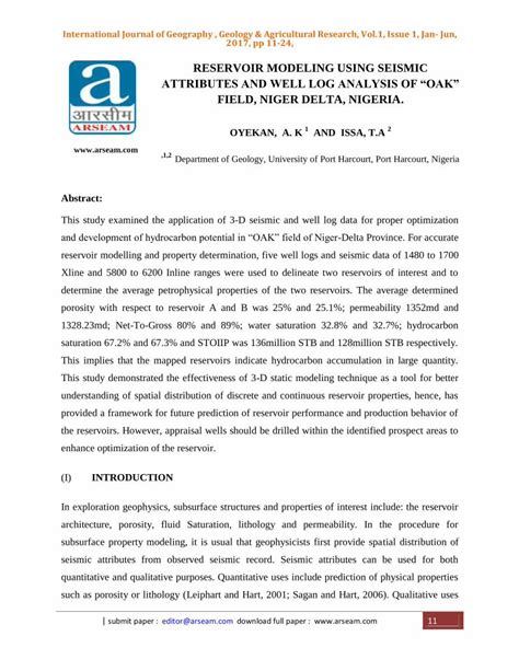 Pdf Reservoir Modeling Using Seismic Attributes · · 2018 02 26quantitative And Qualitative