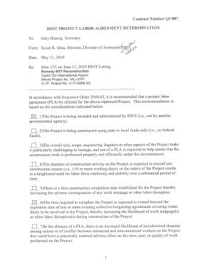Fillable Online Contract Number QU IDOT PROJECT LABOR AGREEMENT Fax Email Print PdfFiller
