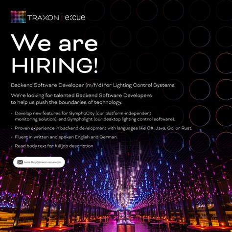 We Are Hiring Backend Software Developer Mfd For Lighting Control