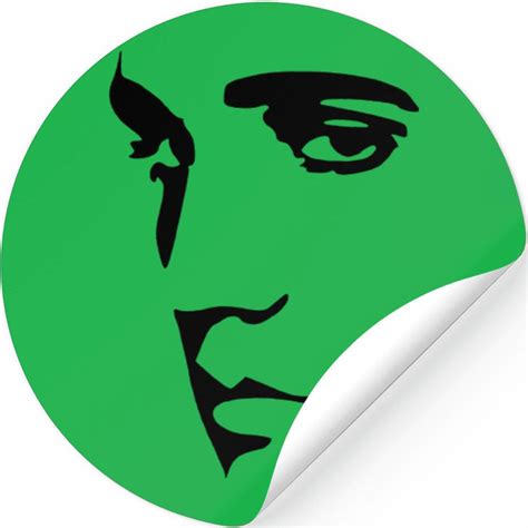 Elvis Presley Sticker Round Sticker 2 X 2 Kelly Green Sold By