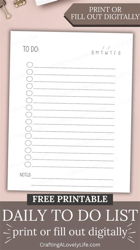 Printable Daily To Do List Template Free