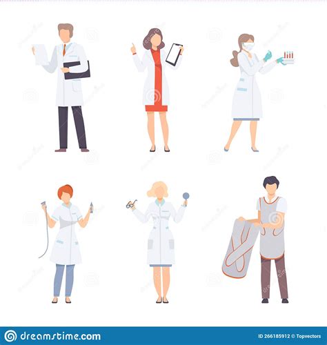 Hospital Medical Staff Characters Set Otolaryngologist Radiologist Laboratory Assistant