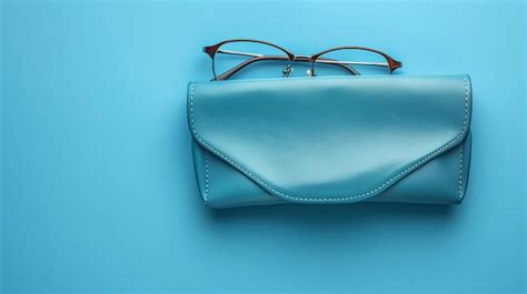 Premium Photo Blue Eyeglasses Case With Brown Metal Frame Glasses On