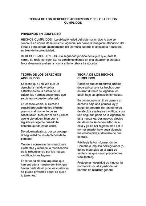 Teoria DE LOS Derechos Adquiridos Y DE LOS Hechos Cumplidos TEORIA DE LOS DERECHOS ADQUIRIDOS
