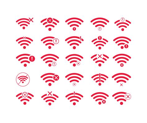 Set Of No Wifi Wireless Icon Vector Red Color 5423667 Vector Art At
