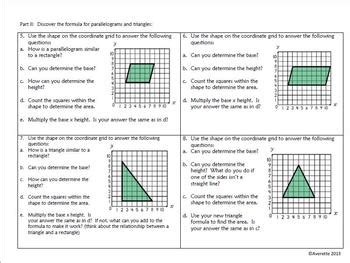 Finding The Base Height And Area Of Shapes On The Coordinate Grid G G