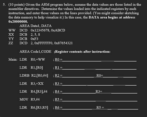 Solved 5 10 Points Given The Arm Program Below Assume