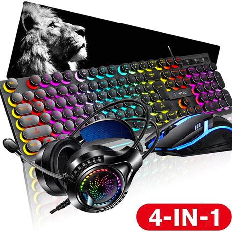 Gaming Keyboard And Mouse And Gaming Headset And Mouse Pad Wired Led Rgb
