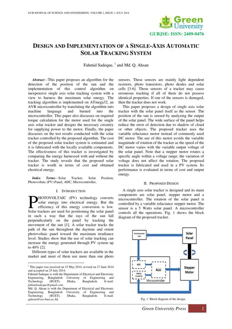 Pdf Design And Implementation Of A Single Axis Automatic Solar