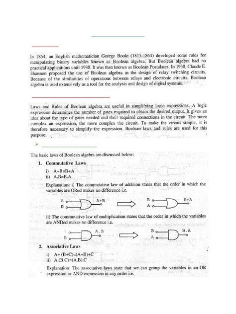 Sheet 06 Boolean Algebra Pdf