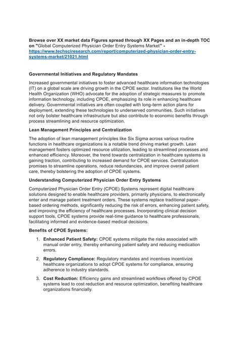 Computerized Physician Order Entry Systems Marketpdf