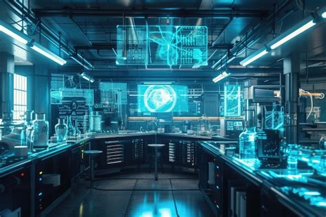 futuristic hightech control room a hightech laboratory with floating