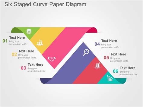 Six Staged Curve Paper Diagram Flat Powerpoint Design PowerPoint Slide Templates Download