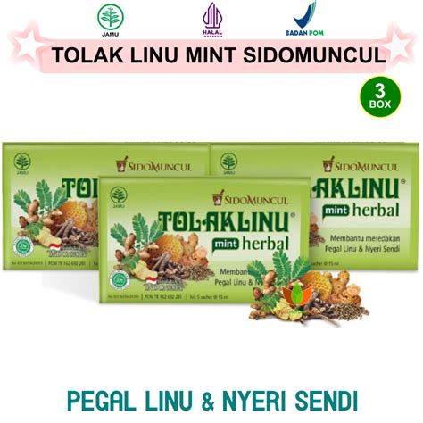 Jual Tolak Linu Herbal Cair Mint Sidomuncul 3 Box Isi 15 Sachet