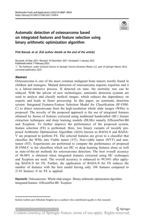 Automatic Detection Of Osteosarcoma Based On Integrated Features And