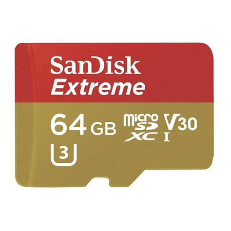 Memoria Micro SD 64GB Sandisk Extreme CL10 U3 Con Adaptador A SD