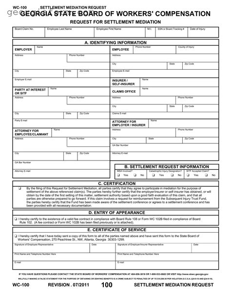 Fill Out Your Georgia Wc 100 Form Online All Georgia Forms