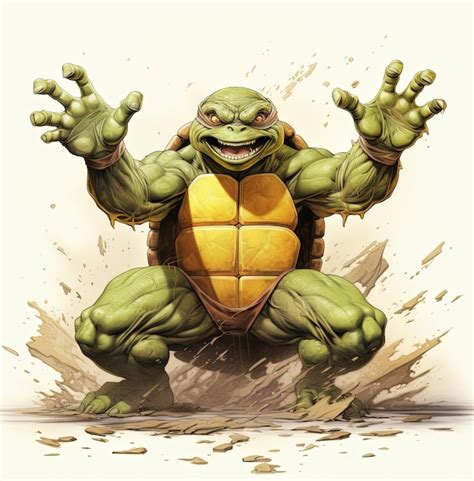 Premium Photo A Cartoon Of A Turtle Showing His Hands And Feet In The