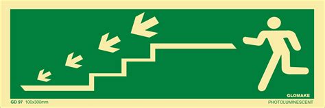 Kti Photo Luminescent Emergency Exit Downstair Left Side Signage Size