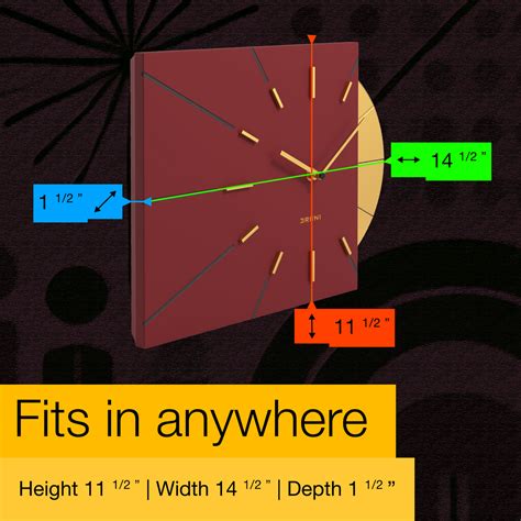 Driini Modern Retro Modern Wood Square Analog Clock Red