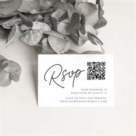 Black And White Oversized Script Qr Code Rsvp Enclosure Card Zazzle