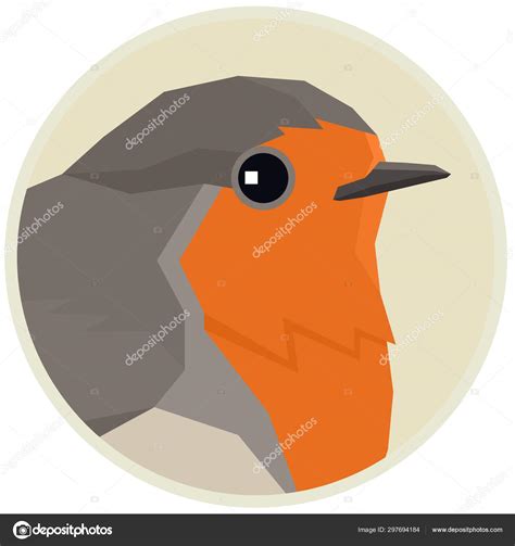 Robin Bird Vector Illustration Round Frame Stock Vector By ©nenilkime