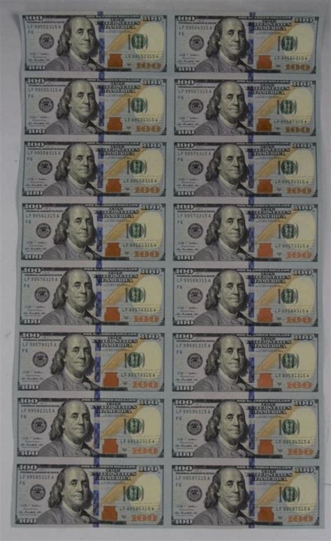 Sold Price Uncut One Hundred Dollar Bill Paper Currency Sheet June 4