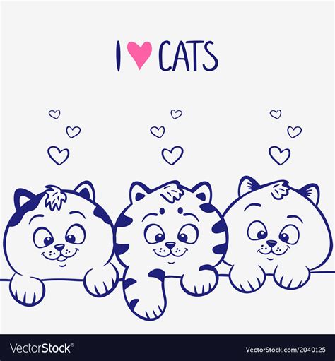 Three Kittens Royalty Free Vector Image Vectorstock