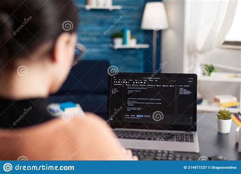 Young Developer Programming Software Typing Html Code Stock Image