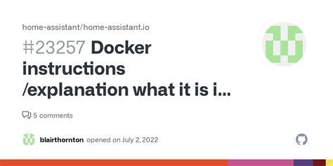 Docker Instructions Explanation What It Is Is Poor Issue
