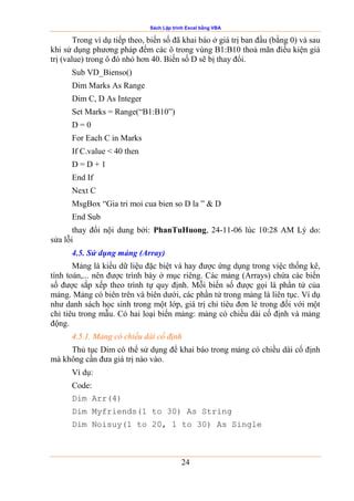 Giao trinh lap trinh visual basic cho excel | PDF