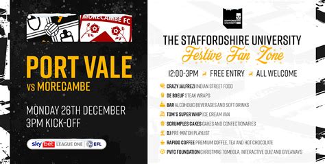 Matchday Information Port Vale Vs Morecambe Port Vale Fc
