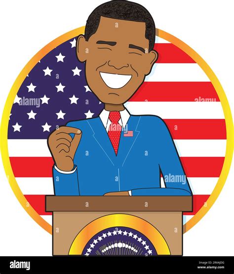 A Portrait Of President Barack Obama Standing At A Podium With The