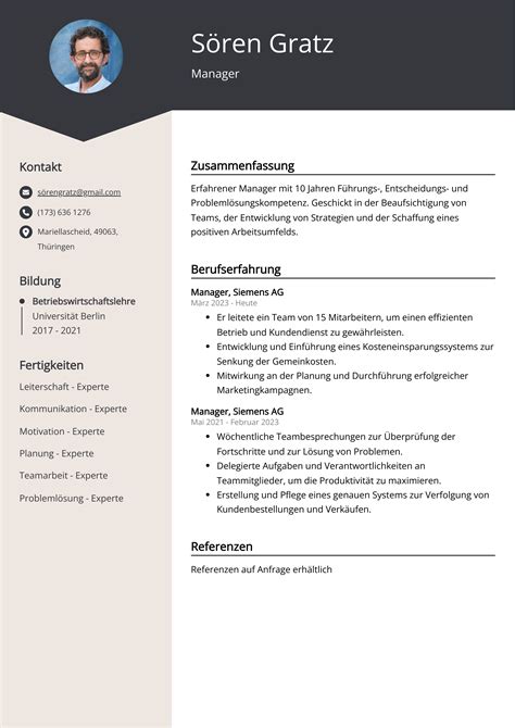 Lebenslauf Manager Jobbeschreibung Muster And Leitfaden