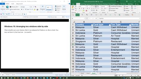Windows Arranging Two Windows Side By Side