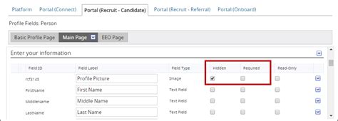 editing the candidate profile page of the applicant tracking career site
