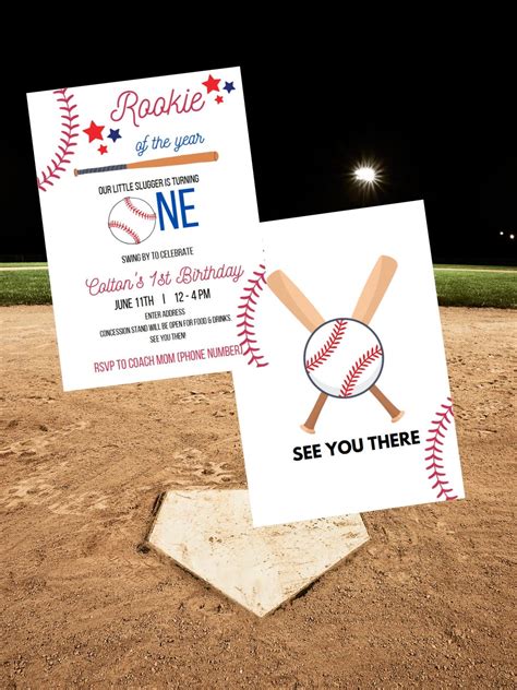 Baseball Theme Invitation Card Etsy